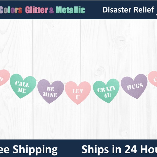 Candy Hearts Banner - Etsy