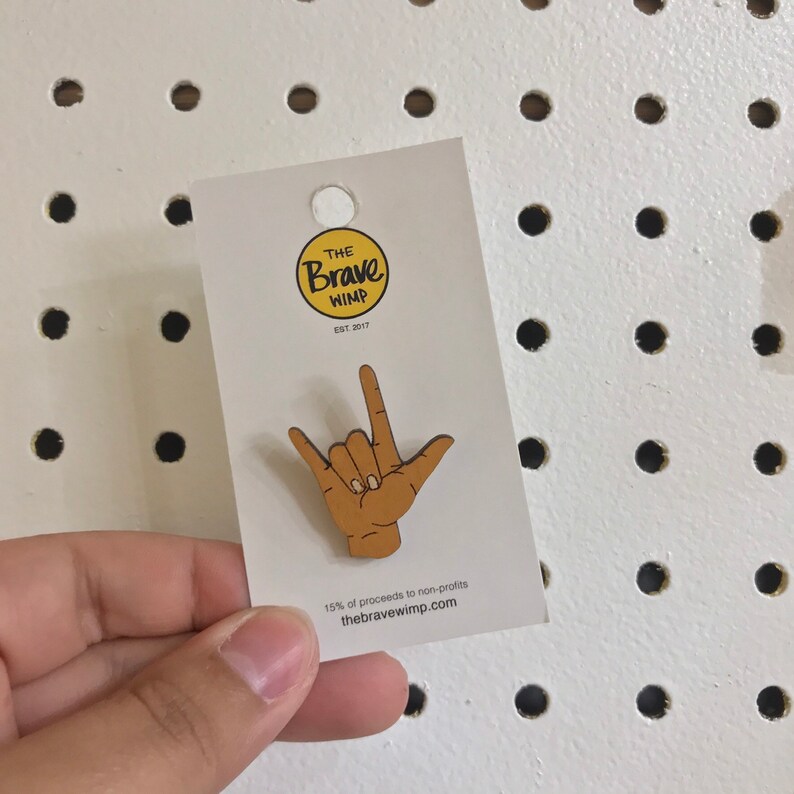 I Love You // ASL Wood Lapel Pin - Etsy