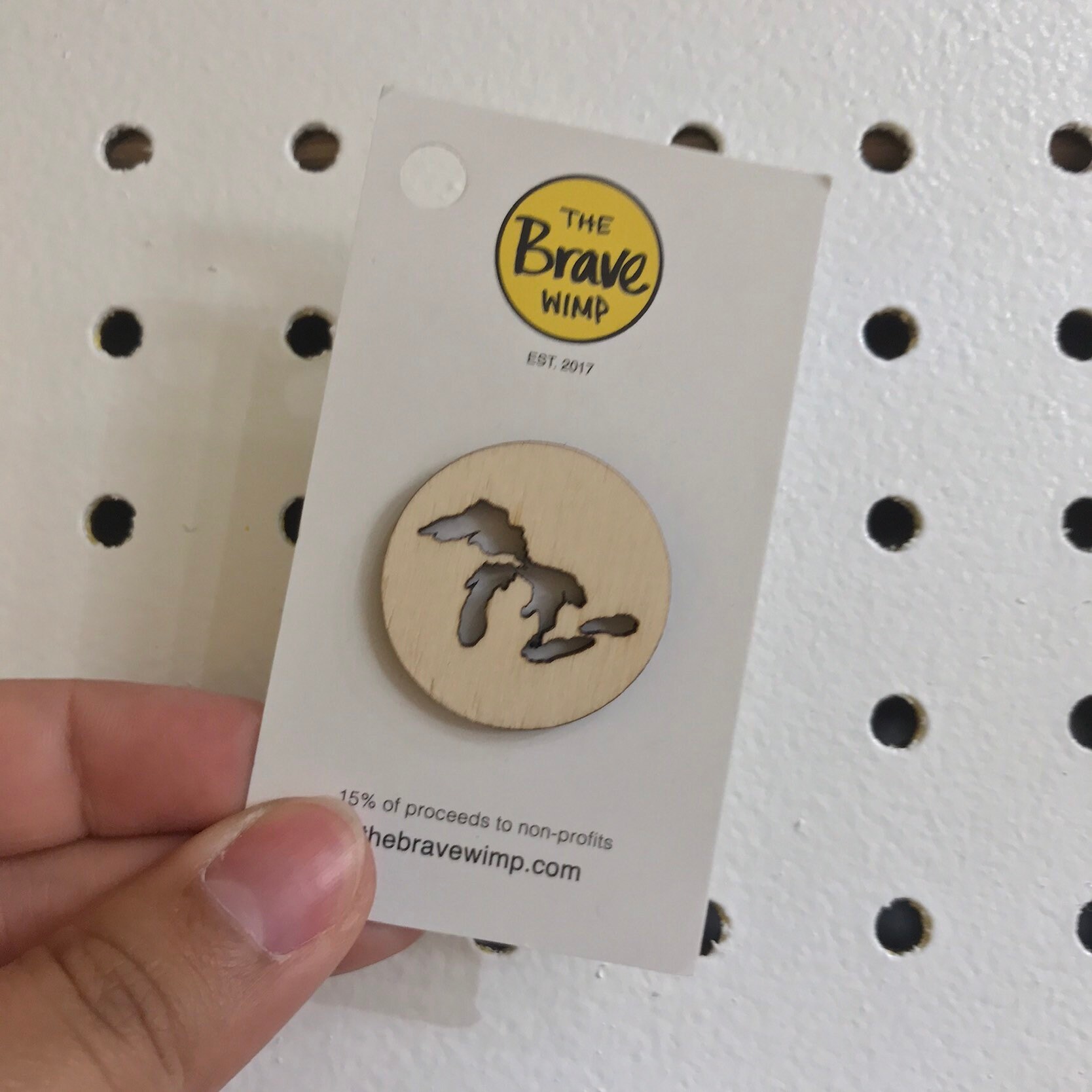 Reclaimed Wood Great Lakes Lapel Pin // The Brave Wimp | Etsy