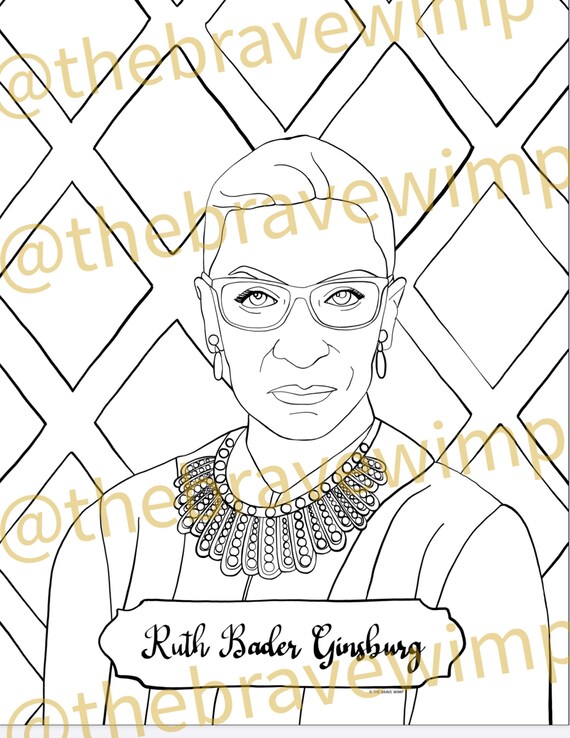 Ruth Bader Ginsberg Shero Coloring Page // RBG Digital - Etsy