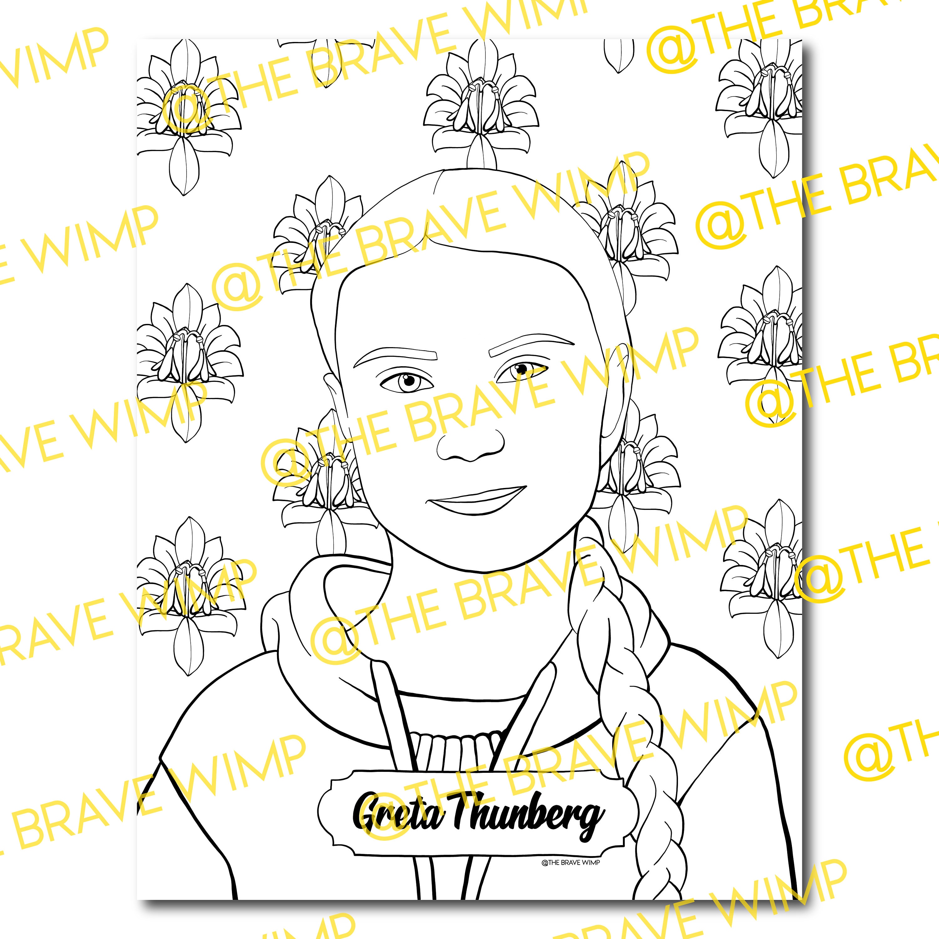 Greta Thunberg Coloring Page // Sheroes : Our Time is Now // Digital ...