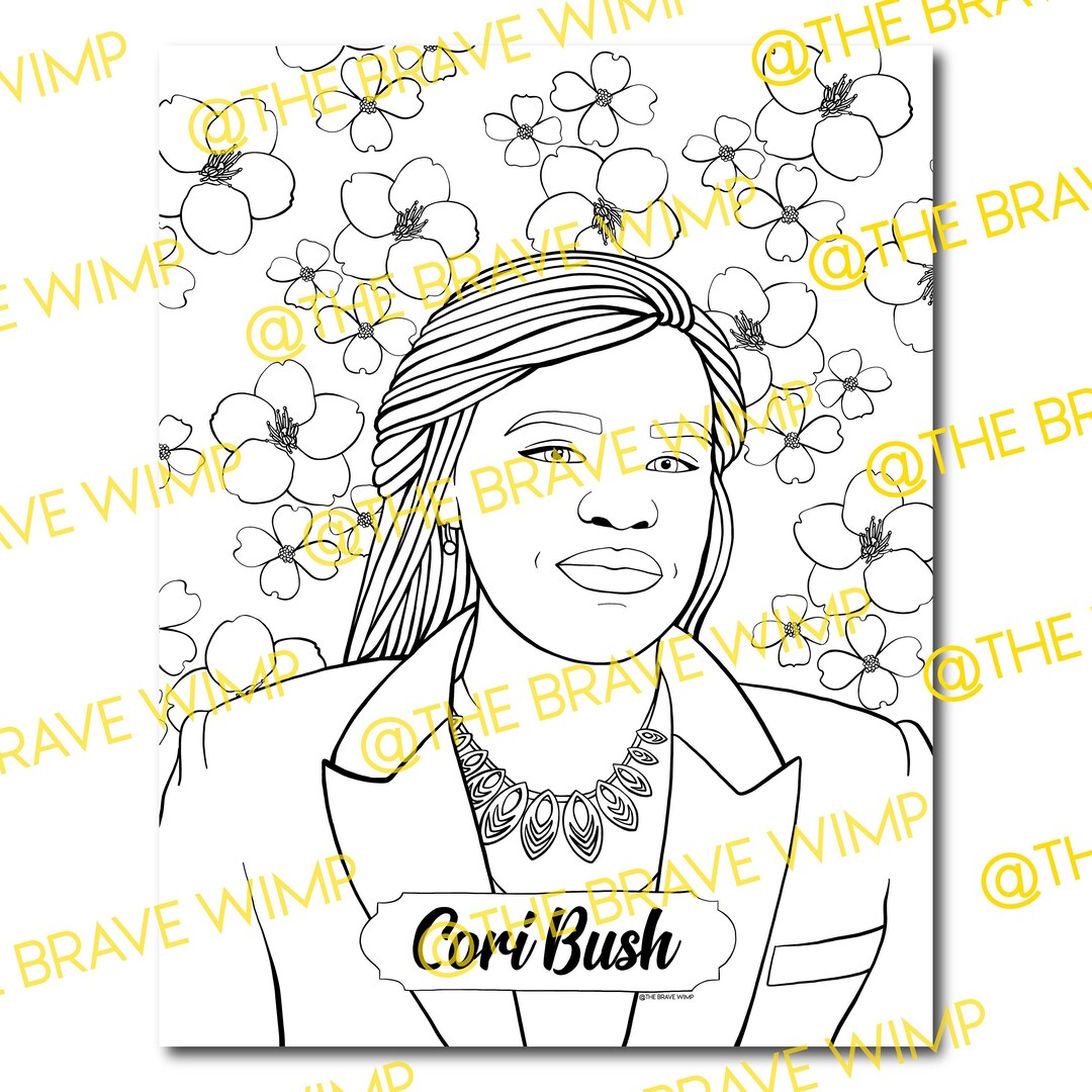 Cori Bush Coloring Page // Sheroes : Our Time is Now // Digital ...