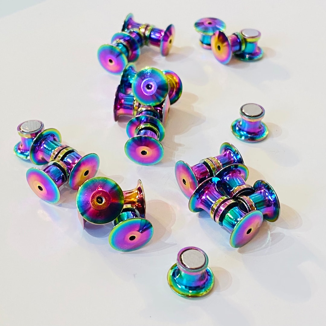 Magnetic Locking Pin Backs // Pack of 2, 5, 10, 20, or 40 SILVER ...