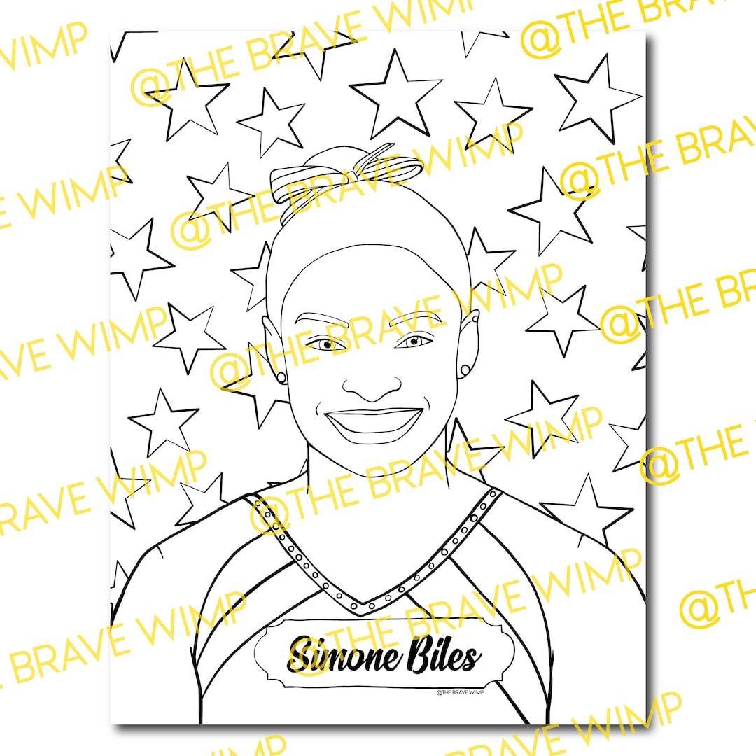 Simone Biles Coloring Page // Sheroes : Our Time is Now // Digital ...