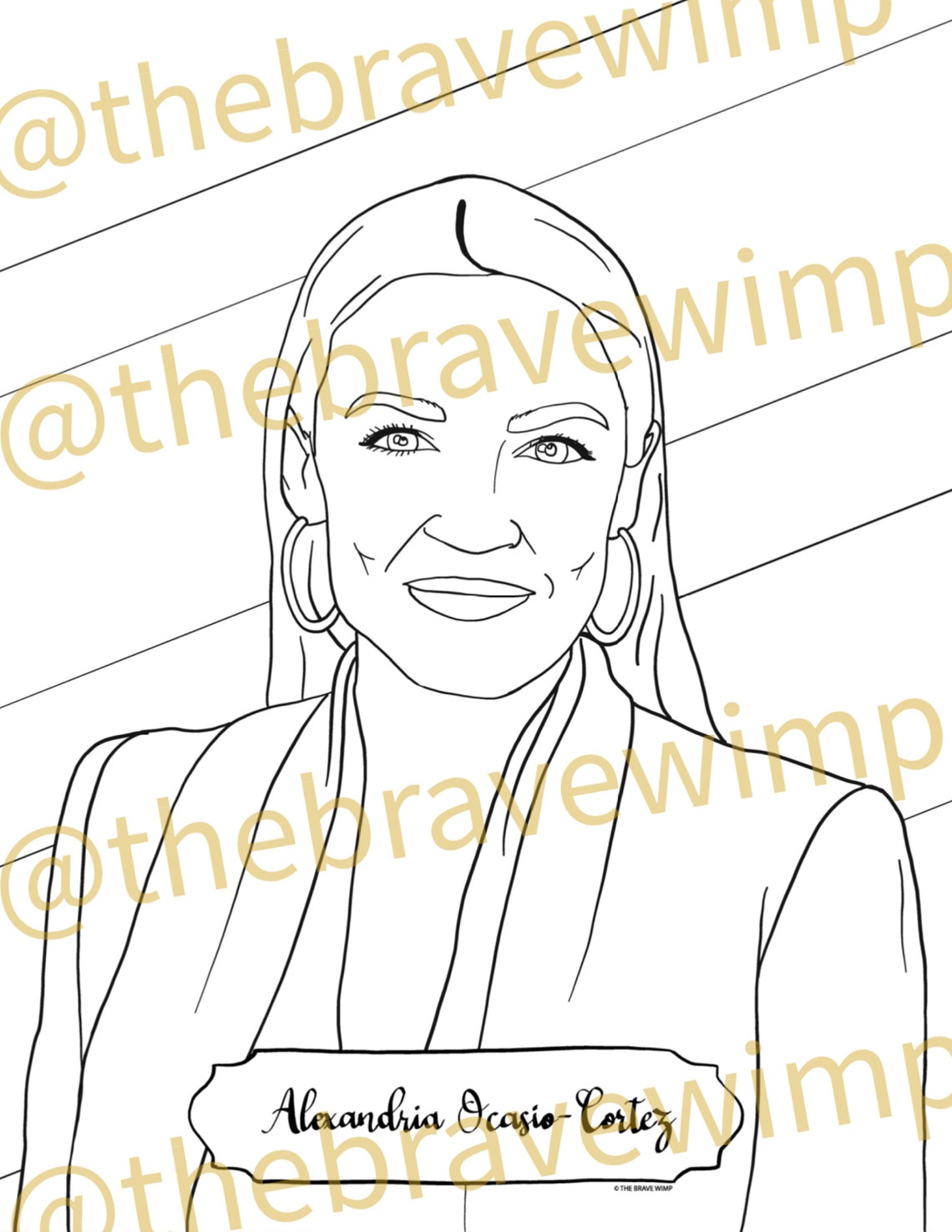 Alexandria Ocasio-cortez Shero Coloring Page // AOC Digital - Etsy