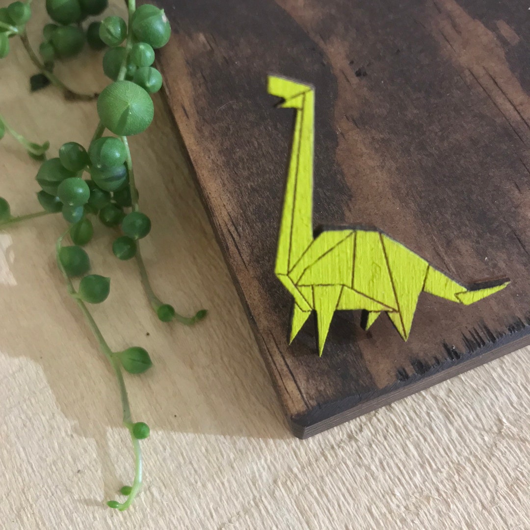Brontosaurus Origami Dinosaur Wood Lapel Pin // Artist Series Peter ...