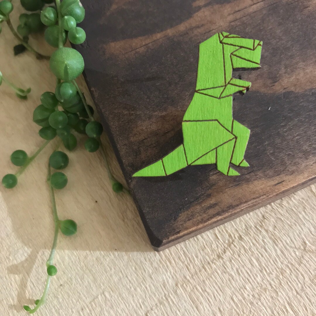 T-rex Origami Dinosaur Wood Lapel Pin // Artist Series Peter Clouse ...