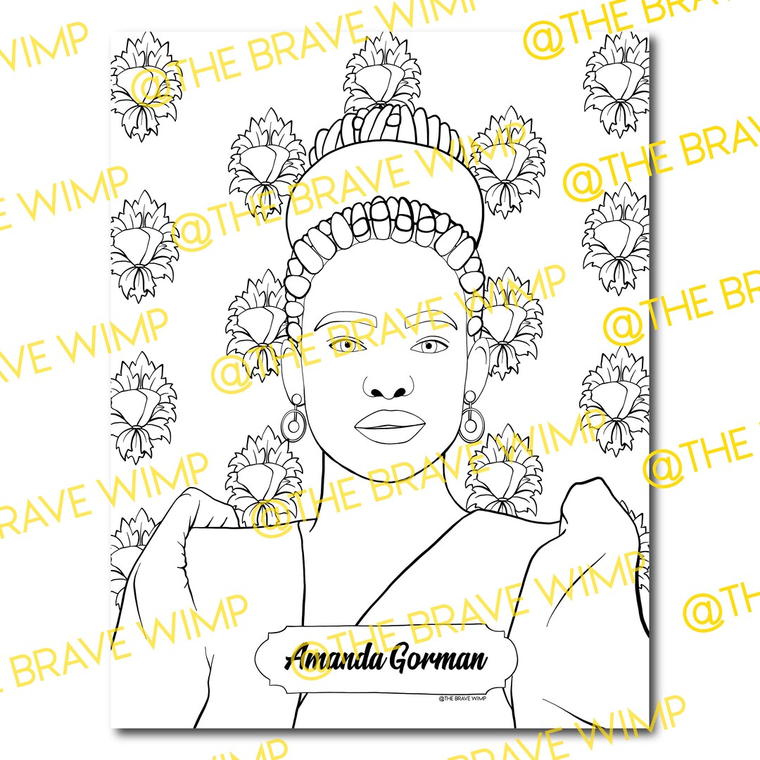 Amanda Gorman Coloring Page // Sheroes : Our Time is Now // Digital ...