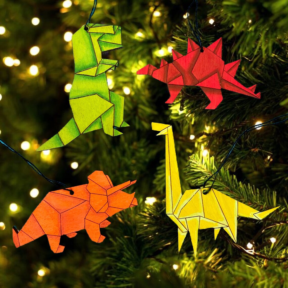 Wood Origami T-rex Ornament - Etsy