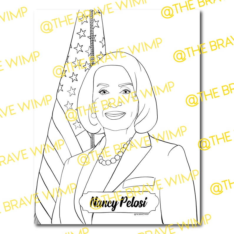 Nancy Pelosi Coloring Page // Sheroes : Our Time is Now // - Etsy