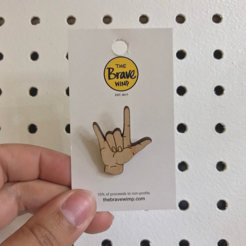 I Love You // ASL Wood Lapel Pin - Etsy