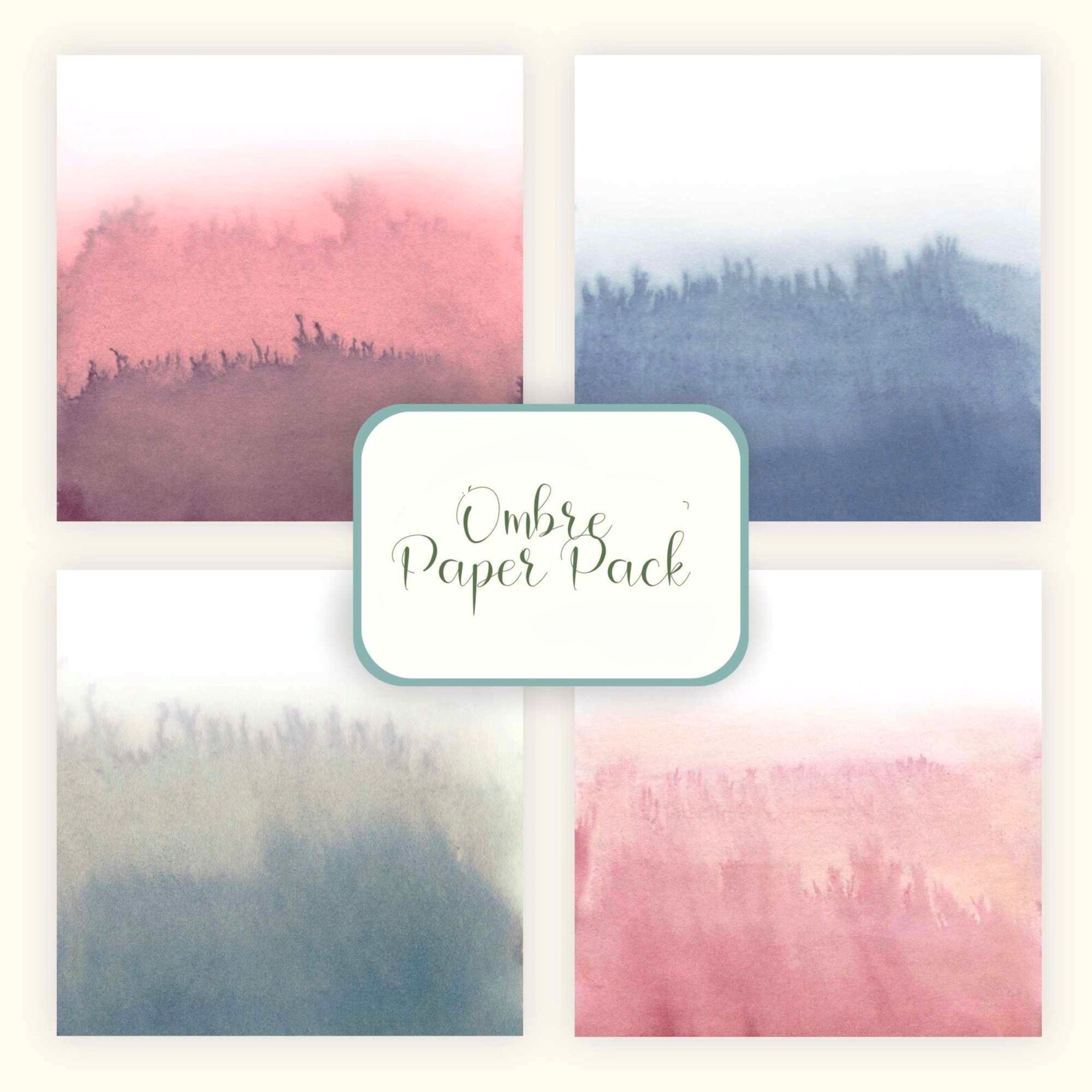 Ombre Watercolour Printable Paper Pack | Watercolor Junk Journal Pages ...