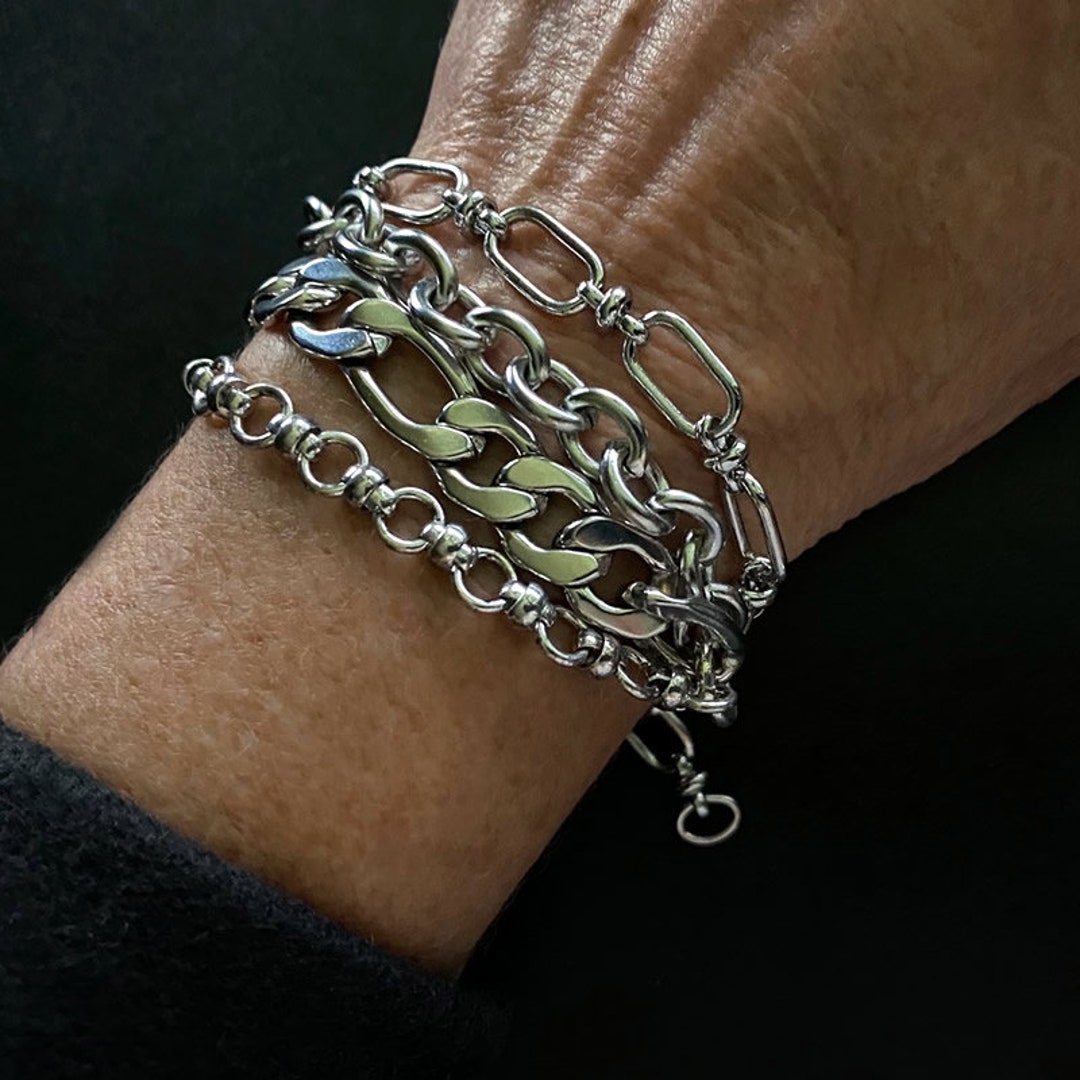 Rocker Bracelets, Chain Bracelets, Multi Strand Cuff, Statement Jewelry ...