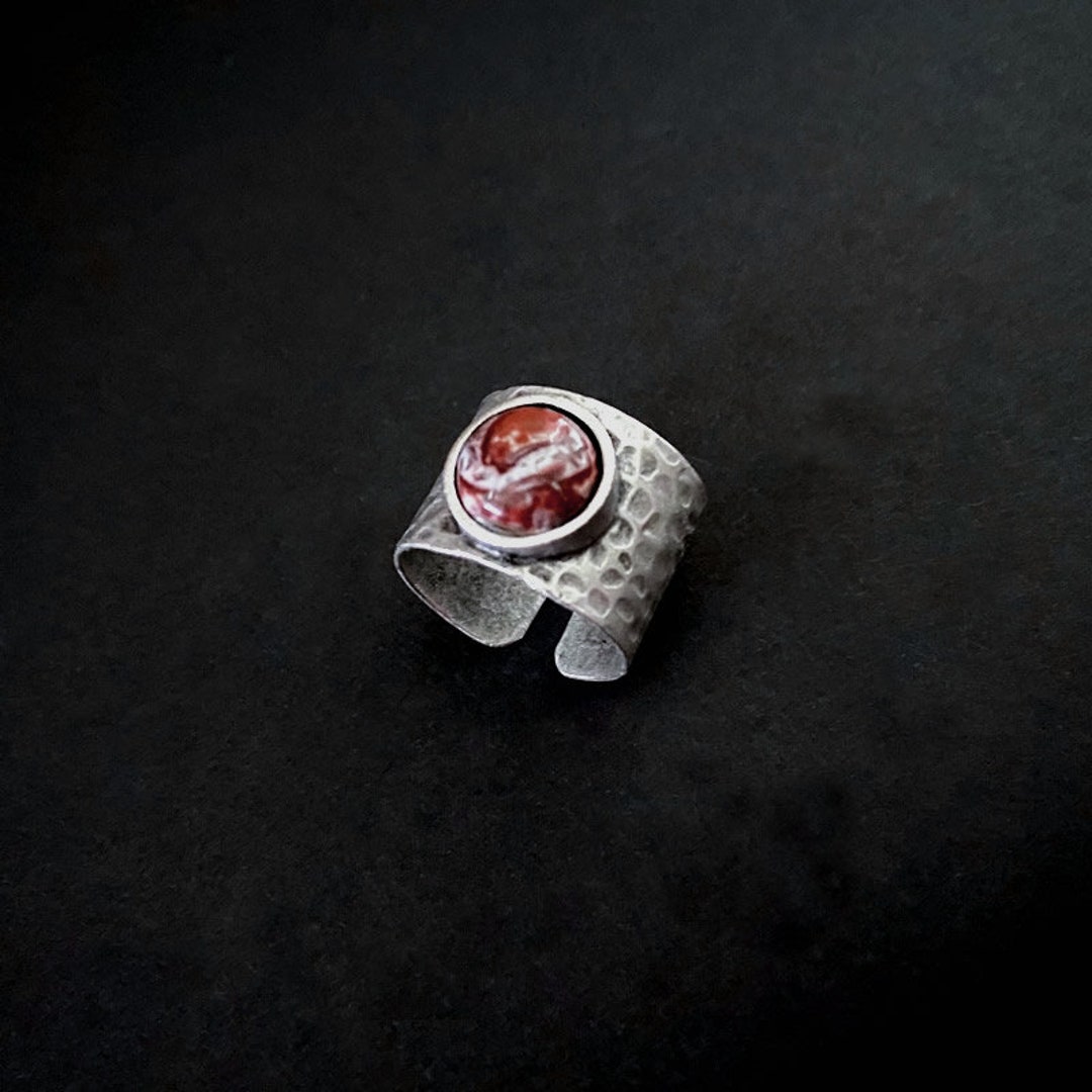 Jasper Jewelry, Gemstone Ring, Wide Silver Ring, Gemstone Jewelry, Boho ...