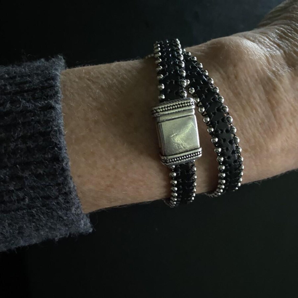 Rocker Bracelets, Studded Leather Bracelet, Ball Chain and Leather ...
