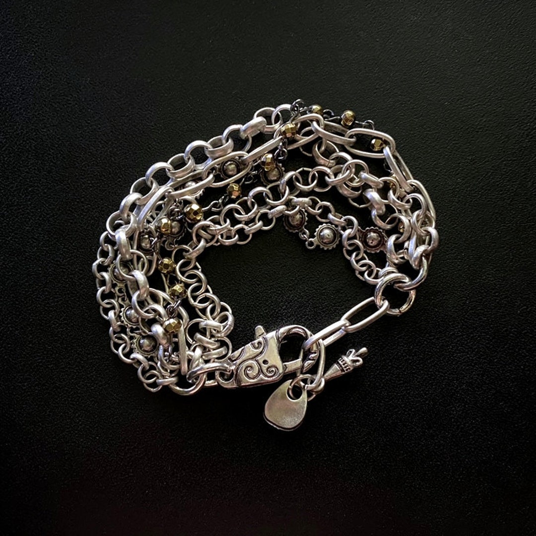 Rocker Bracelets, Chain Bracelets, Multi Strand Cuff, Statement Jewelry ...