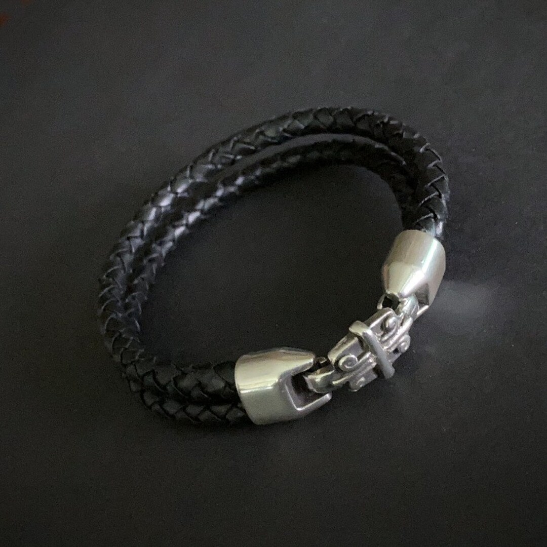 Leather Rocker Jewelry, Braided Leather Bracelet, Minimalist Style ...