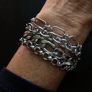 Rocker Bracelets, Chain Bracelets, Multi Strand Cuff, Statement Jewelry ...