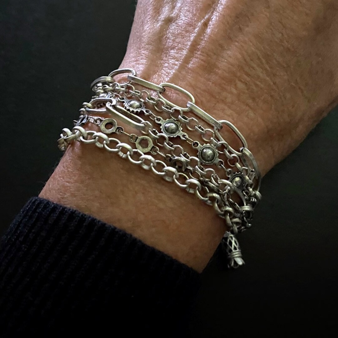 Rocker Bracelets, Chain Bracelets, Multi Strand Cuff, Statement Jewelry ...