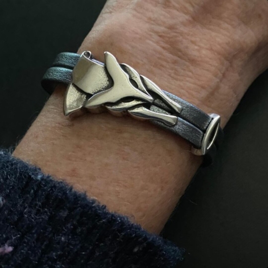 Fox Bracelet, Leather Bracelets, Fox Jewelry, Leather and Silver, Boho ...