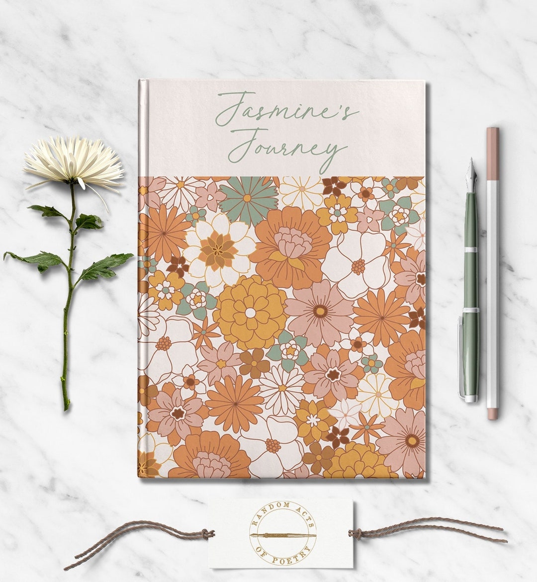 Boho Floral Personalized Name Notebook Custom Hippie Flowers Journal ...