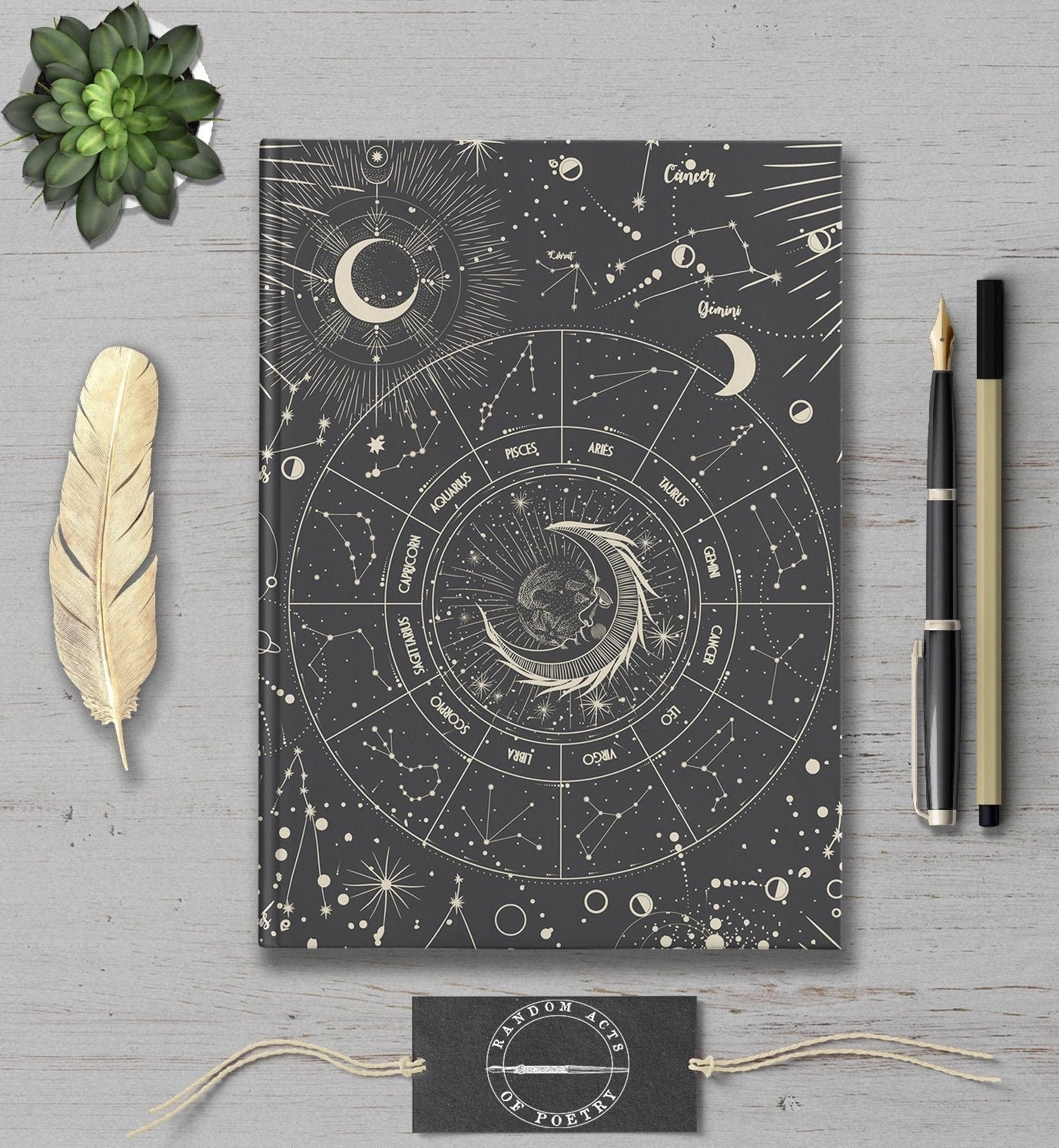 Zodiac Wheel Journal - Moon Goddess Astrology Notebook - Space Galaxy ...