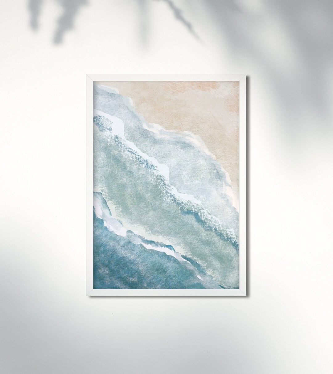 Abstract Waves Print Aerial Ocean Wall Decor Blue Coastal Summer Poster ...