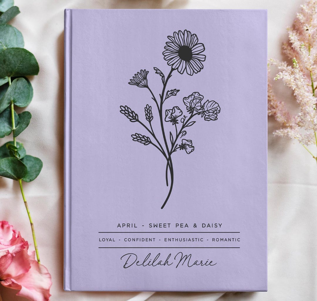 Personalized Birth Month Flower Journal - Custom Botanical Notebook - Etsy