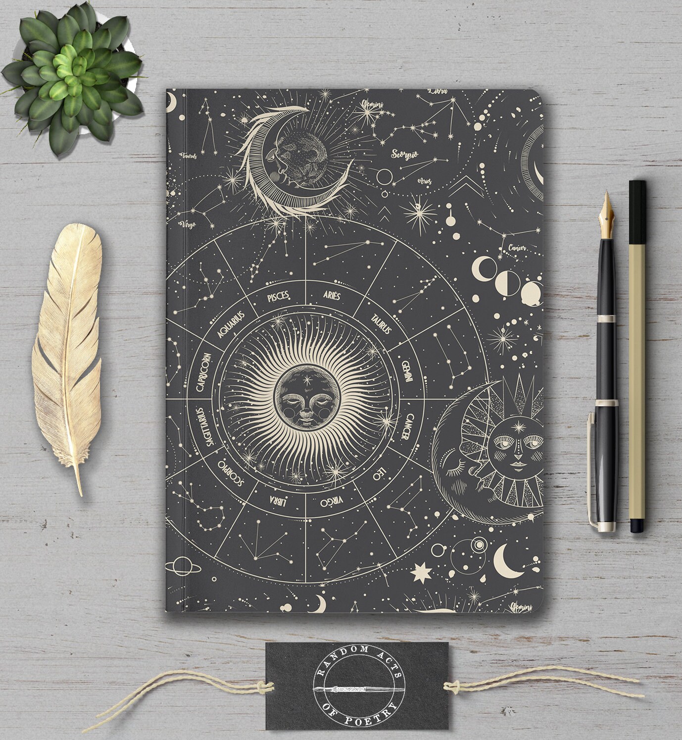 Astrology Notebook Zodiac Wheel Journal Constellation Space - Etsy UK