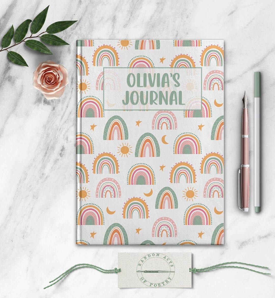 Boho Rainbow Personalized Notebook - Custom Kids Journal - Etsy