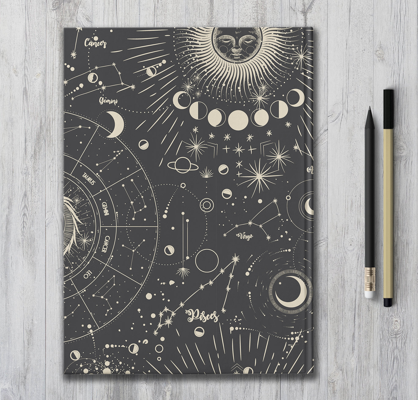 Zodiac Wheel Journal - Moon Goddess Astrology Notebook - Space Galaxy ...