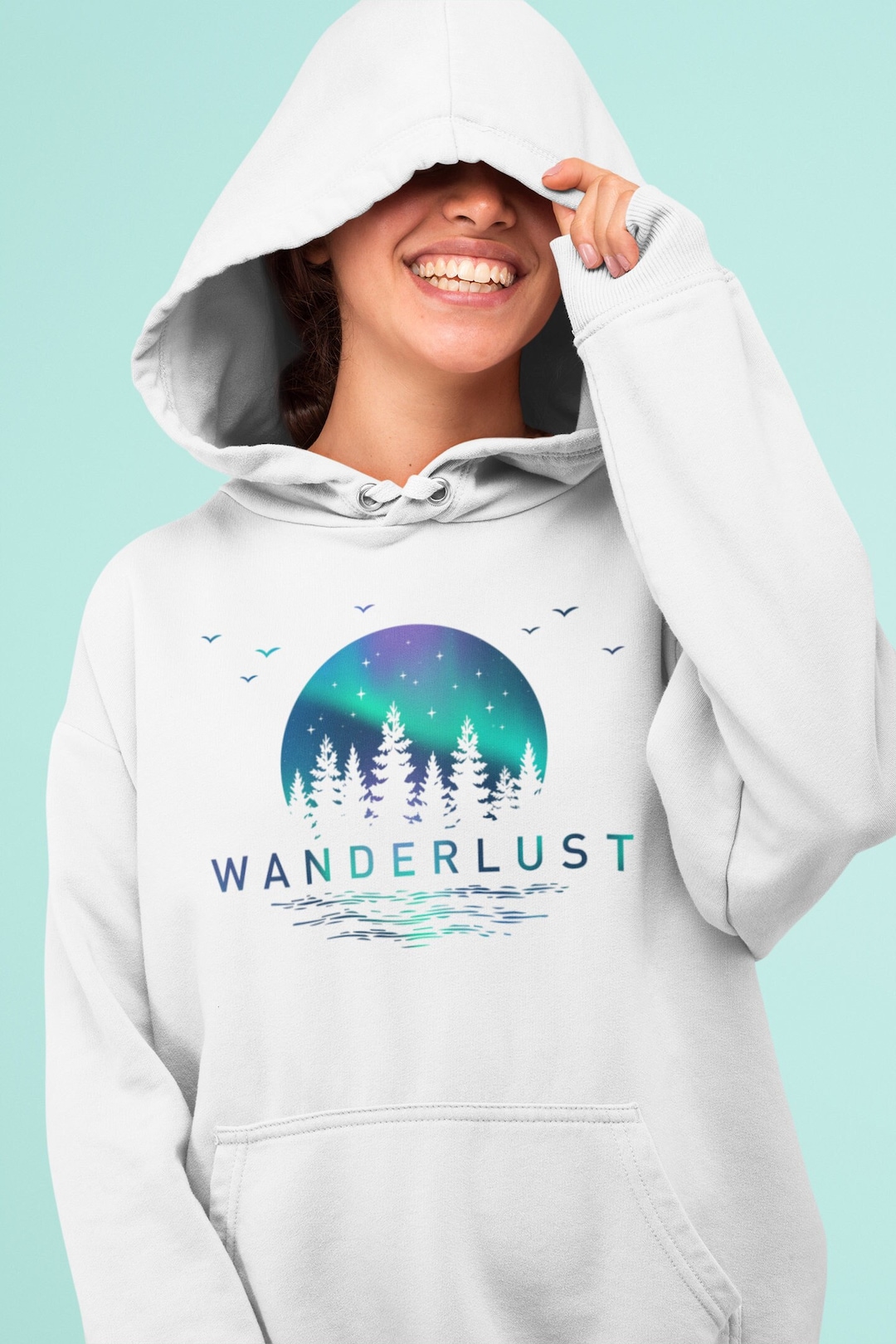 Wanderlust Northern Lights Hoodie Nature Aurora Borealis Hoodie Woman ...