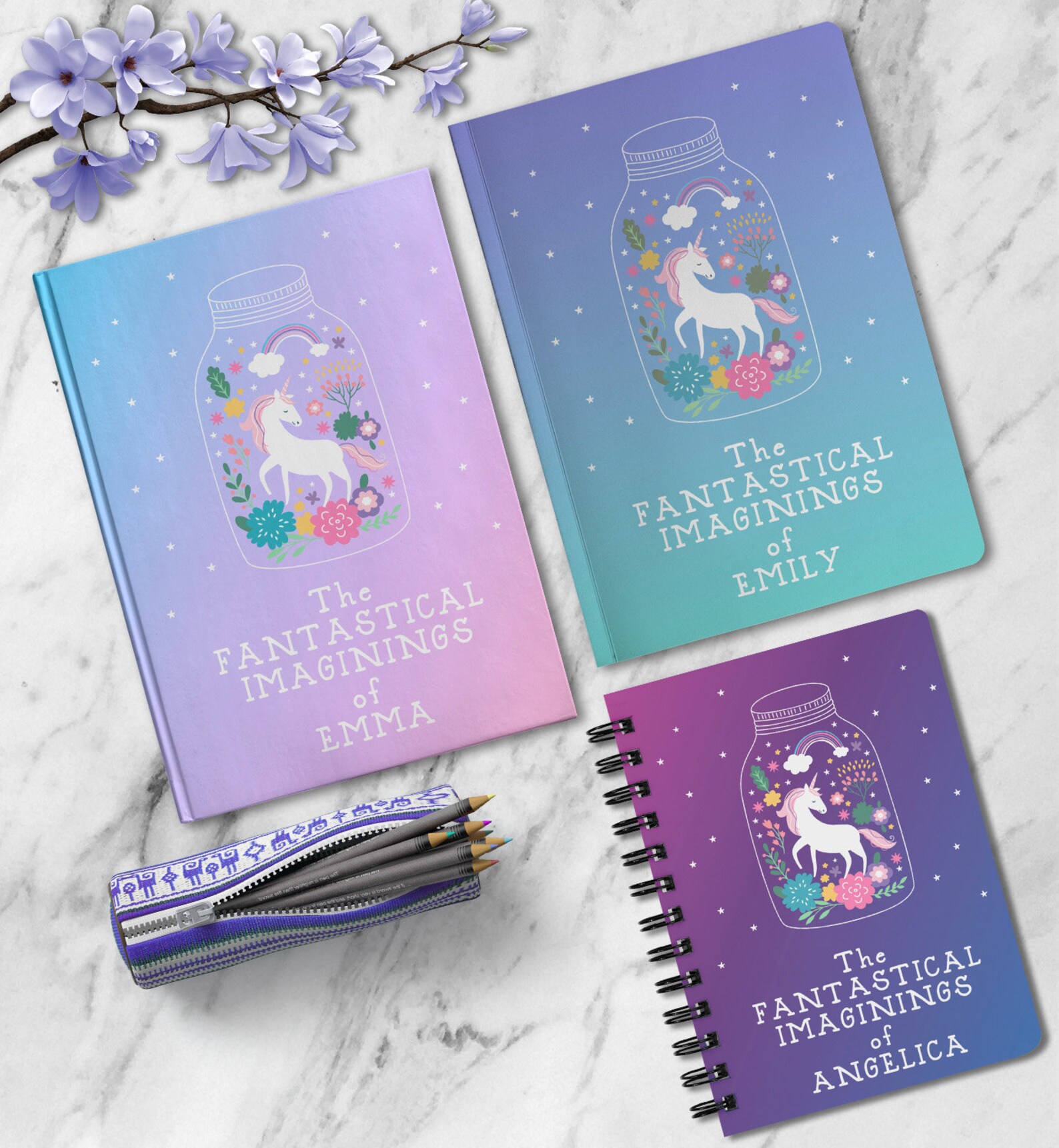Unicorn Journal Personalized Kids Notebook Custom Girls Dream - Etsy