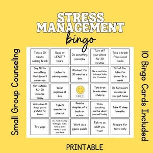Stress Management Bingo Small Group Counseling SEL Activity - Etsy