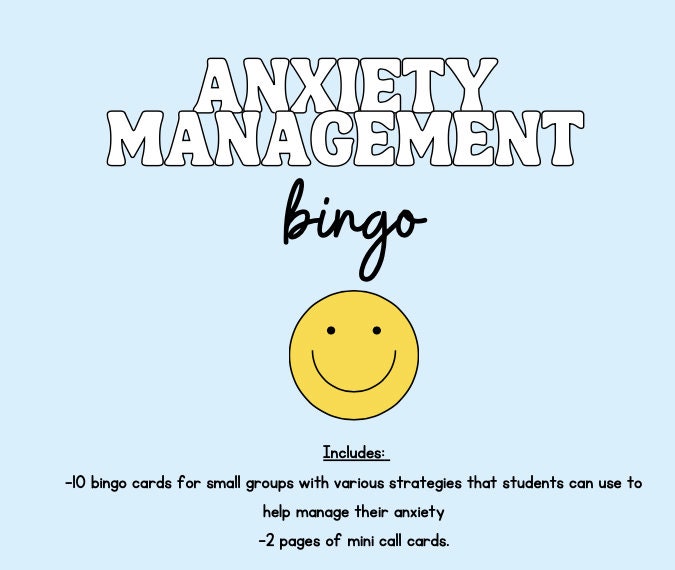 Anxiety Management Bingo Small Group Counseling SEL Activity/game - Etsy