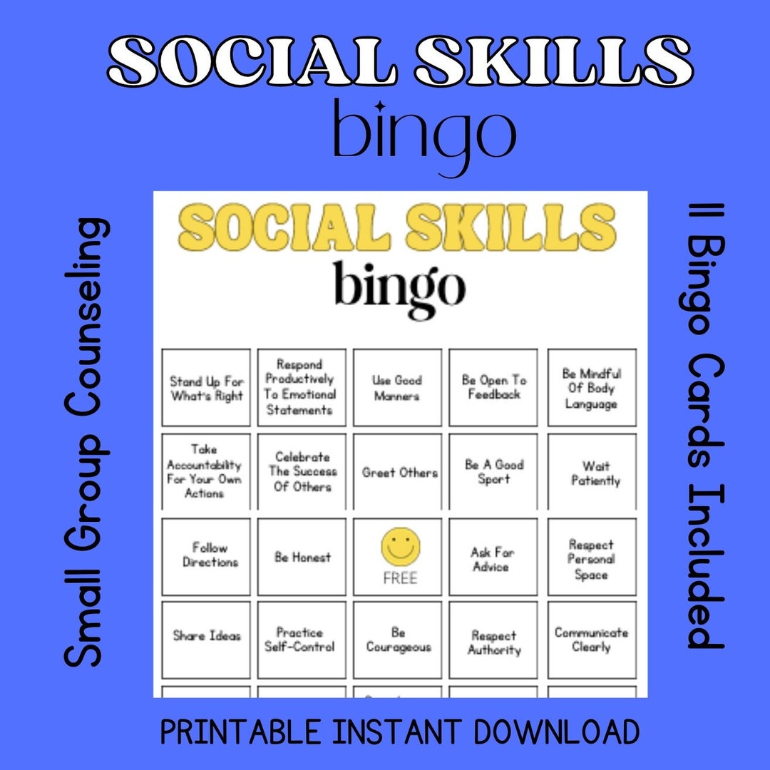 Social Skills Bingo Small Group Counseling Activity Social Emotional ...