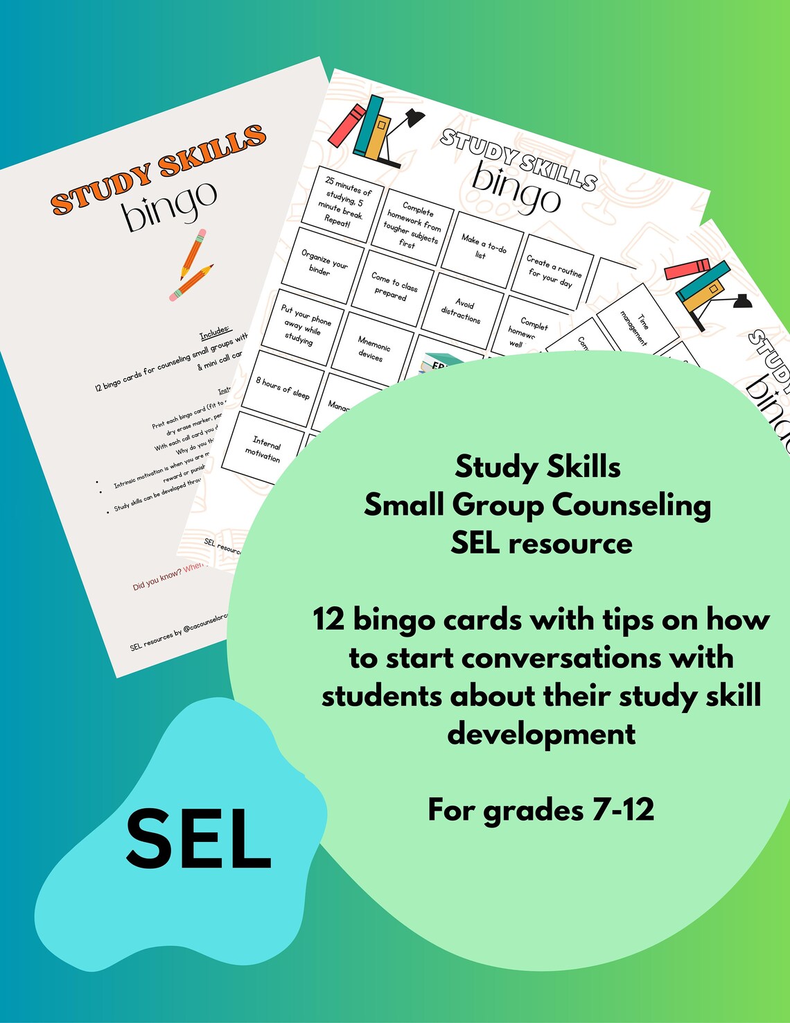 Study Skills Bingo Small Group Counseling SEL Resource - Etsy
