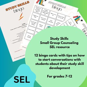 Study Skills Bingo Small Group Counseling SEL Resource - Etsy