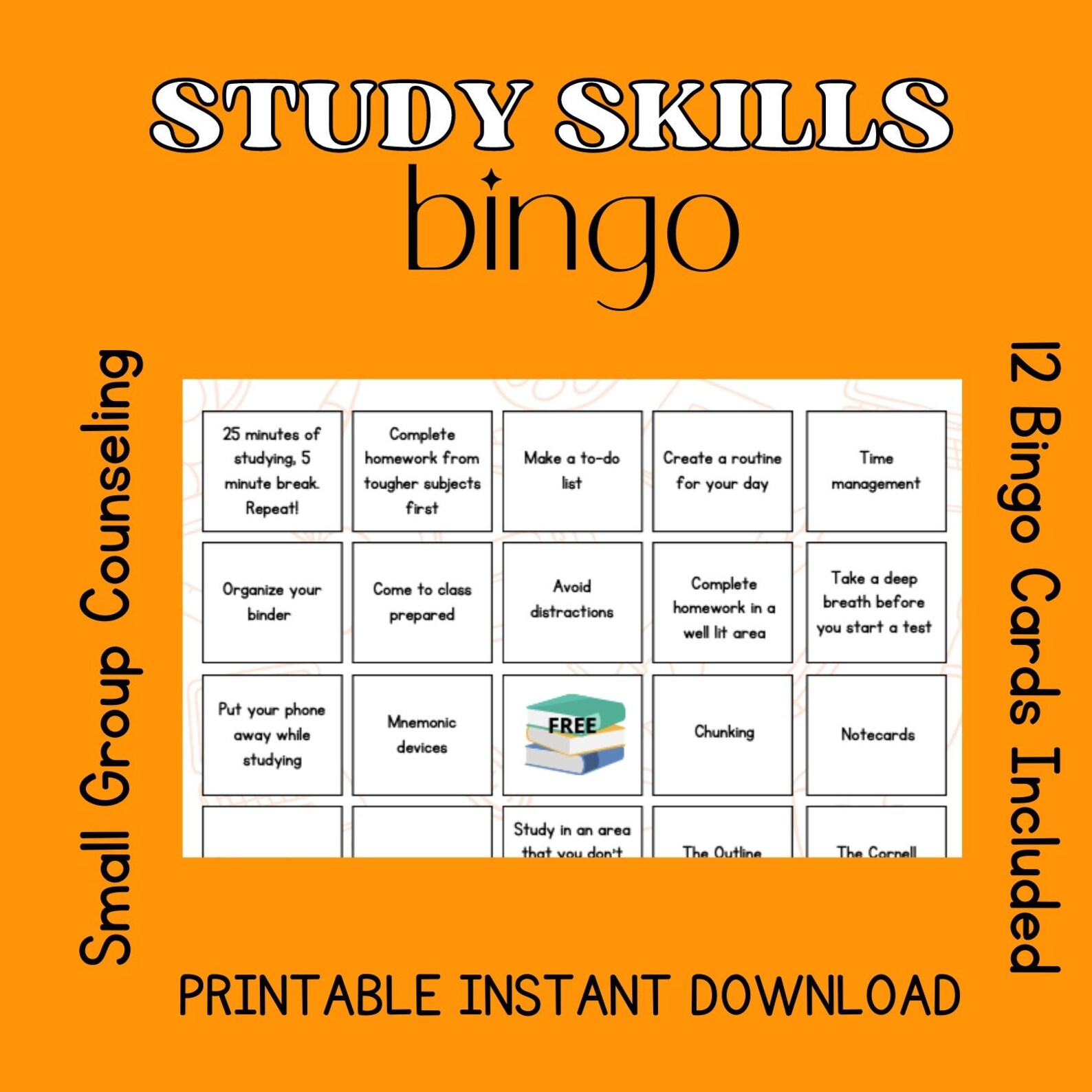 Study Skills Bingo Small Group Counseling SEL Resource - Etsy