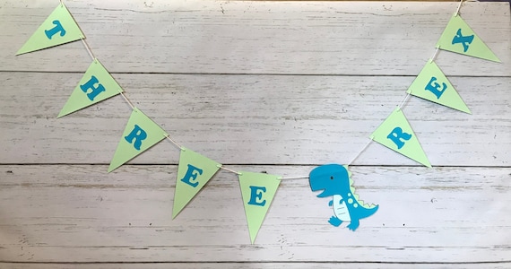 Three Rex Banner Birthday Party Decoration Customized - Etsy