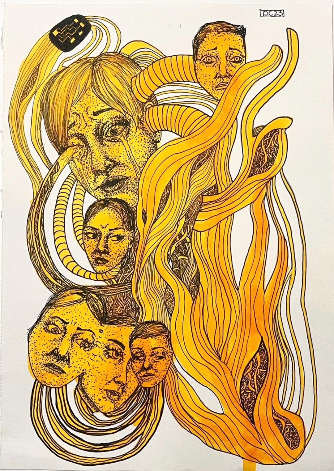 Tangled Original Ink Drawing of Dissociative Identity Disorder Signed ...