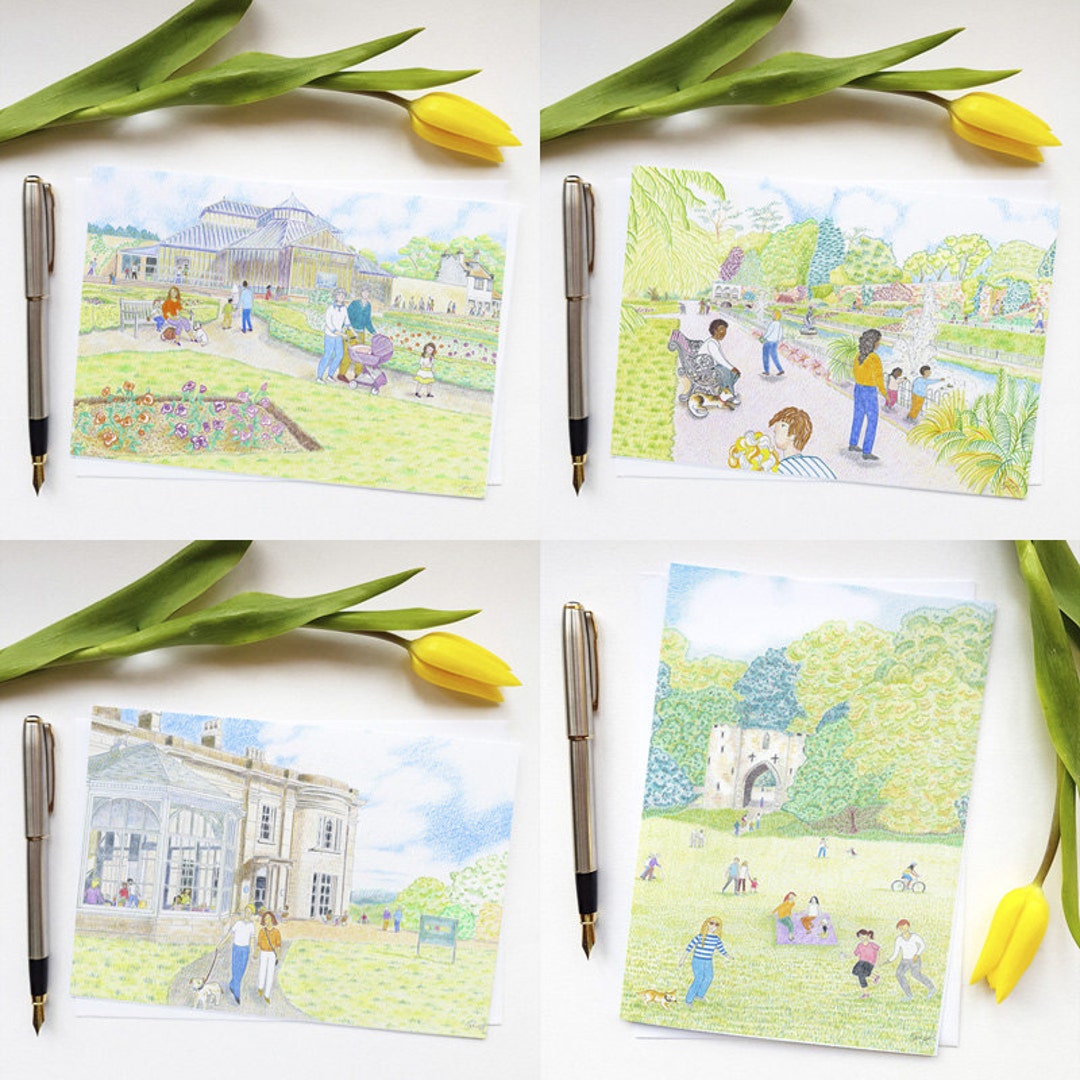 Yorkshire Scene Cards Ensemble de 4 cartes dart Leeds Park Greetings ...