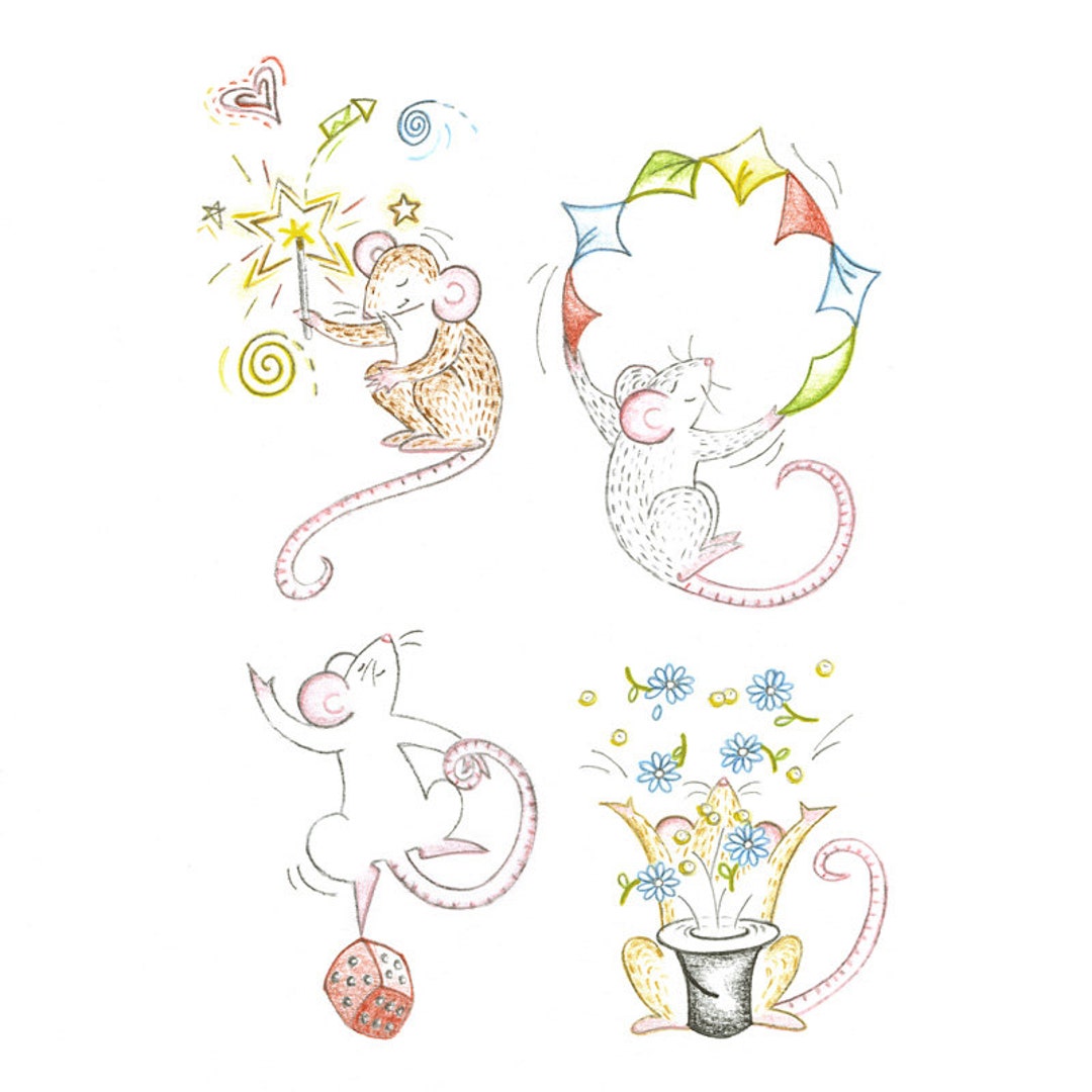 Magic Mice Print - New Baby Mice Print - Mouse Illustration - Magic ...
