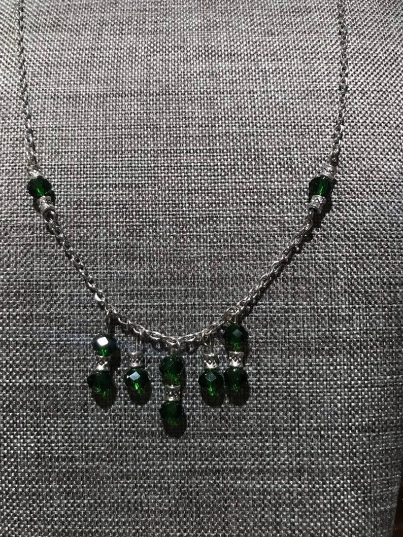 Emerald Green Drop Necklace - Etsy