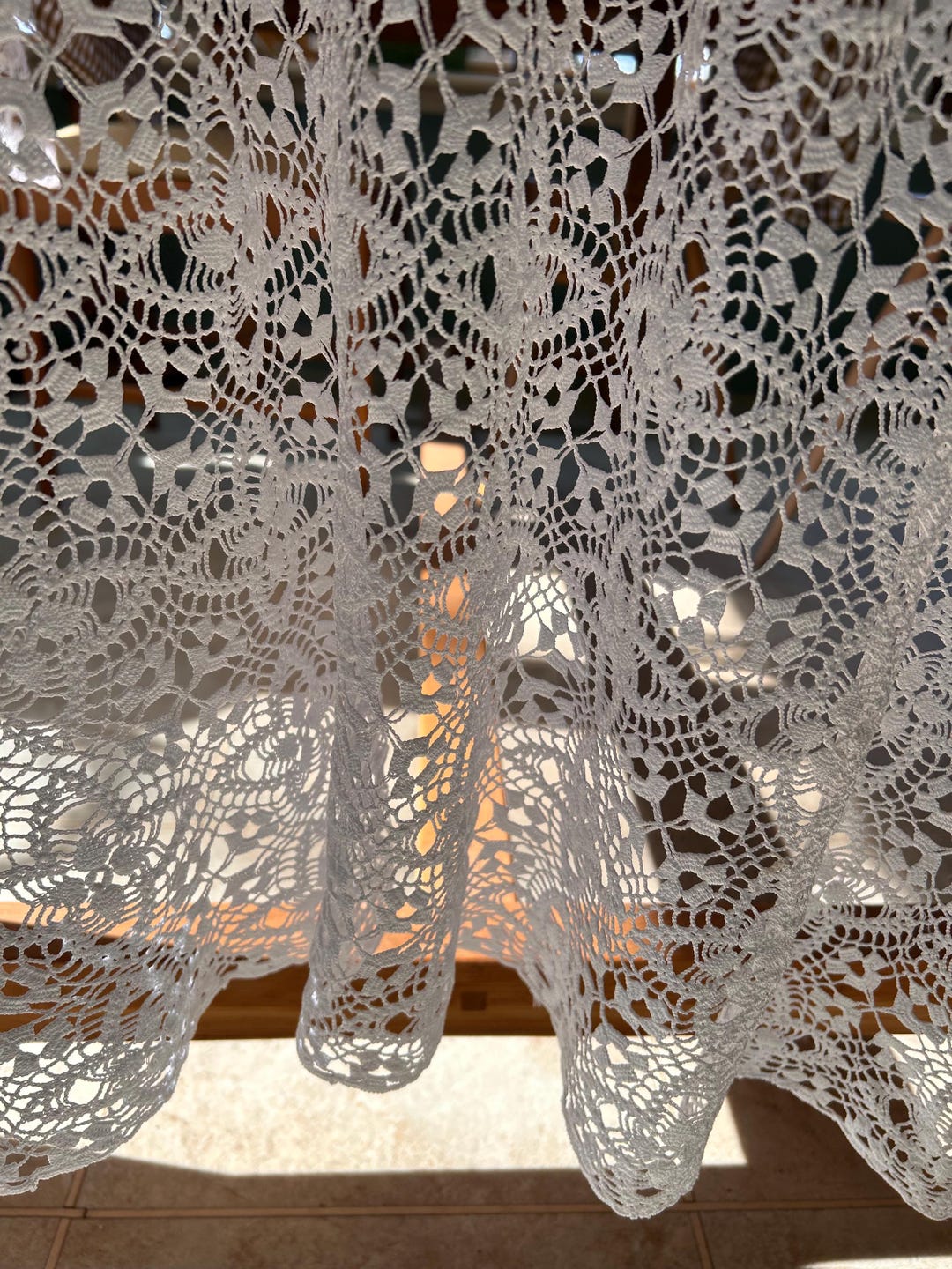 Vintage White Crochet Lace Rectangular Table Cloth - Etsy