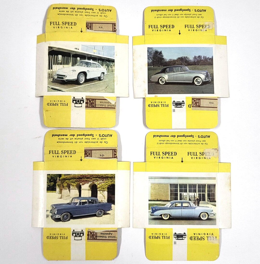 Vintage Full Speed Virginia Cigarette Cards 4x Car Series - Etsy
