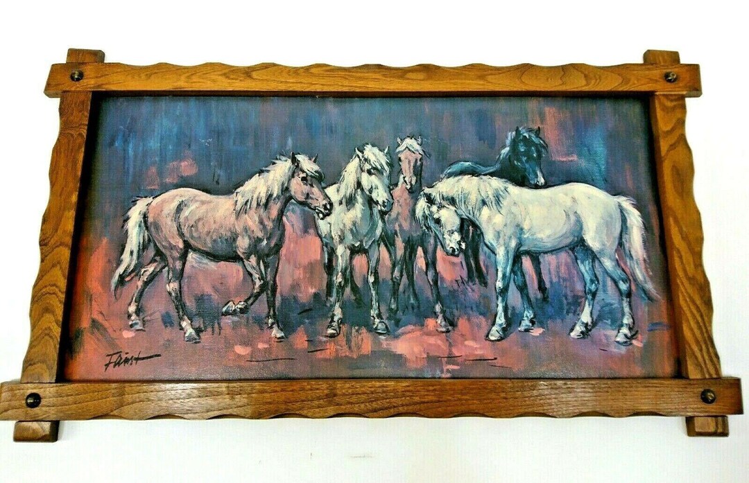 Vintage Heinrich Faust Horses Print Framed 93x53cm - Etsy