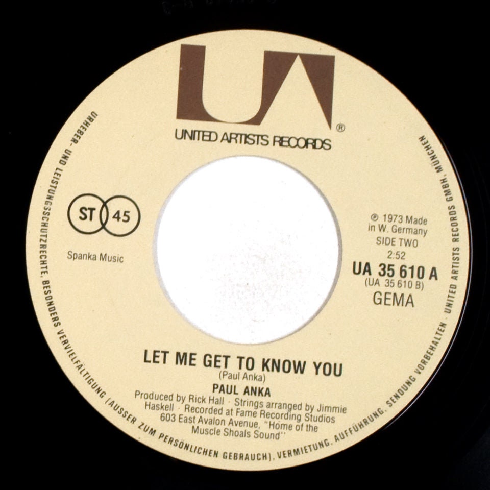 Paul Anka Flashback / Let Me Get to Know You 7 Vinyl - Etsy