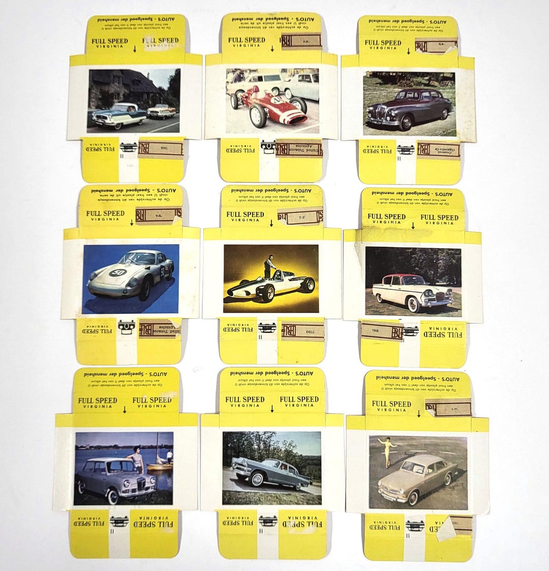 Vintage Full Speed Virginia Cigarette Cards 9x Car Series - Etsy