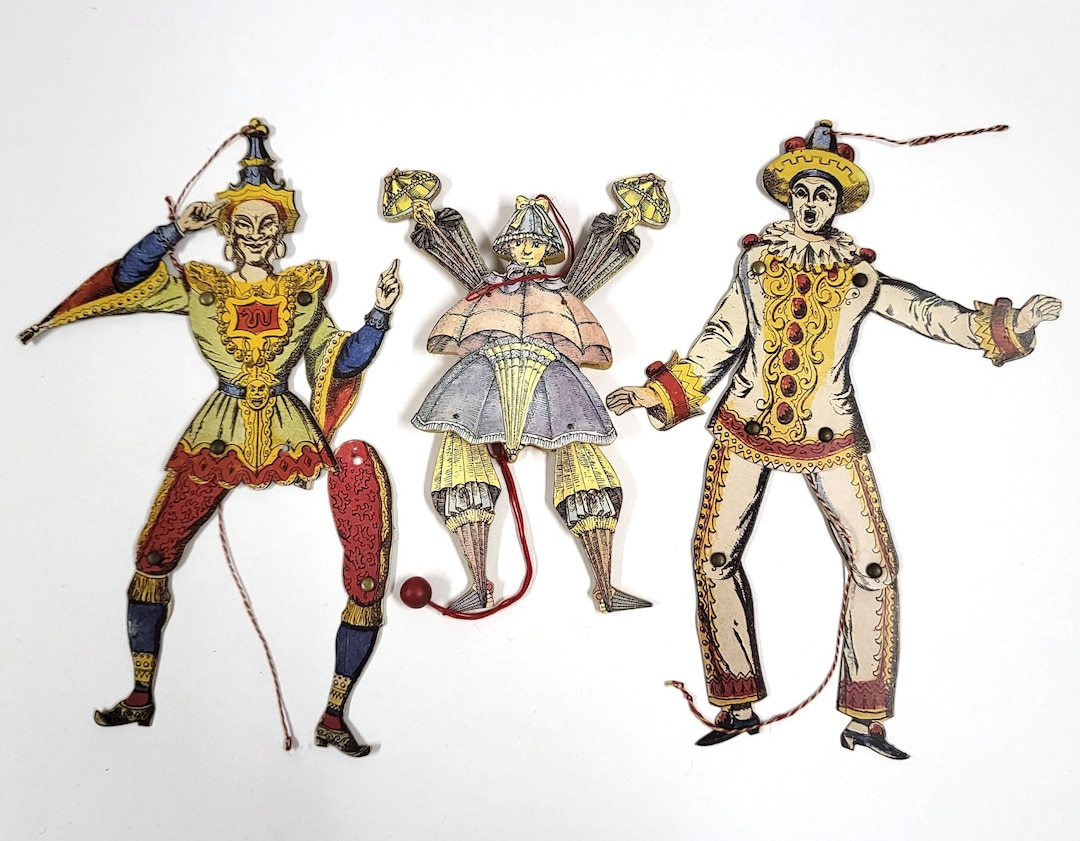 Vintage Jumping Jack Pull String Puppet Lot Circus - Etsy